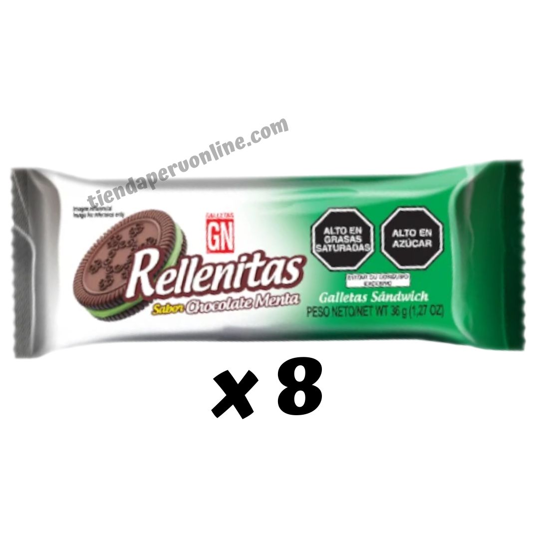 Galletas GN Rellenitas Choco Menta Pack 8 x 36 g — Perú Online