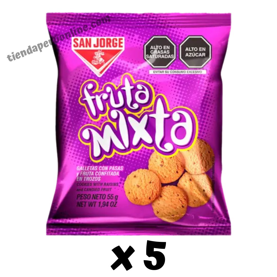 Galletas Fruta Mixta "San Jorge" Pack 5 x 55 g — TIENDA PERU ONLINE